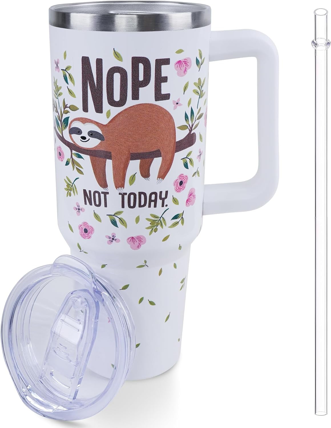 40 oz Sloth Tumbler with Handle and Straw, Travel Mug Water Bottle ...