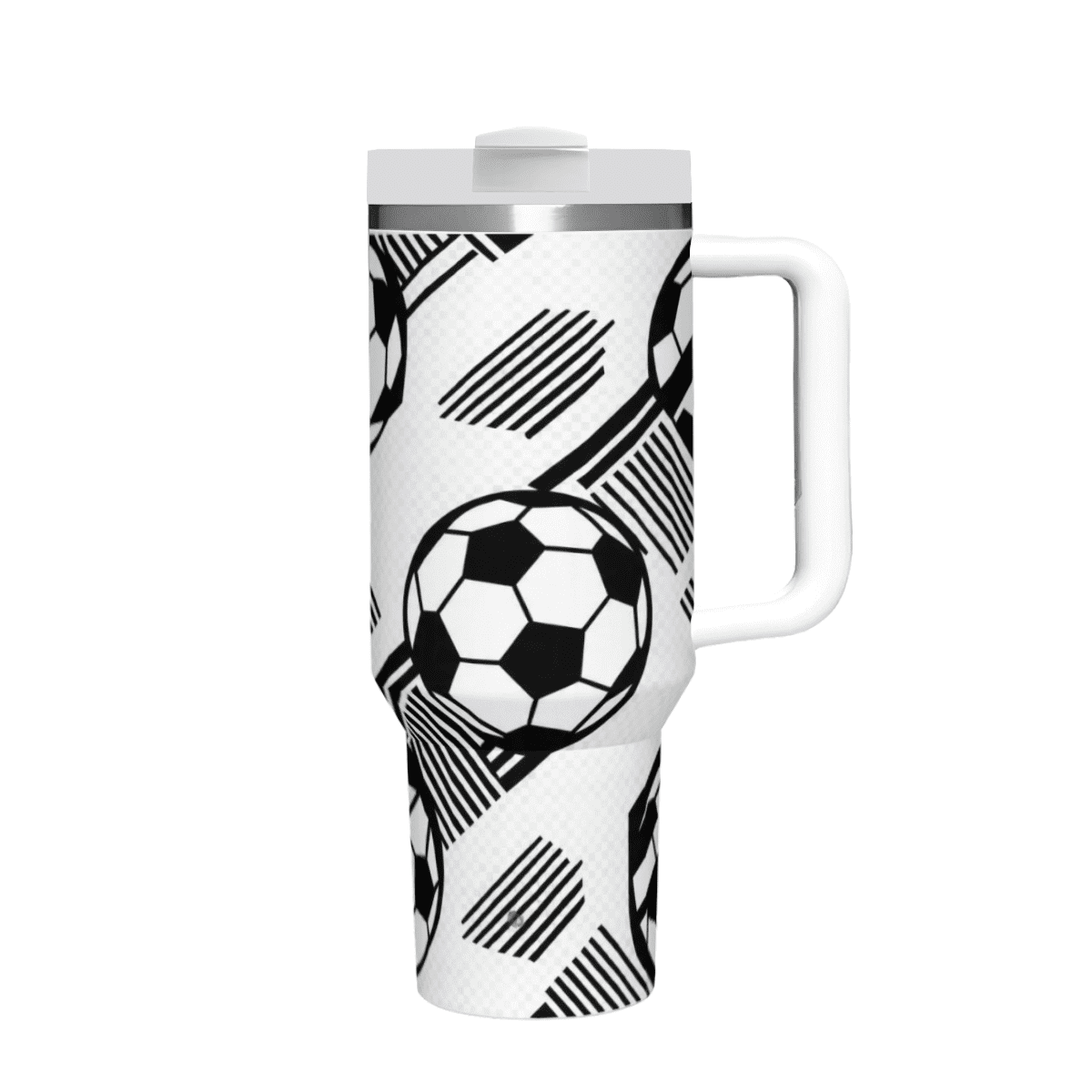 40 oz Soccer Ball Print Tumbler with Handle & Straw, Sports Themed ...