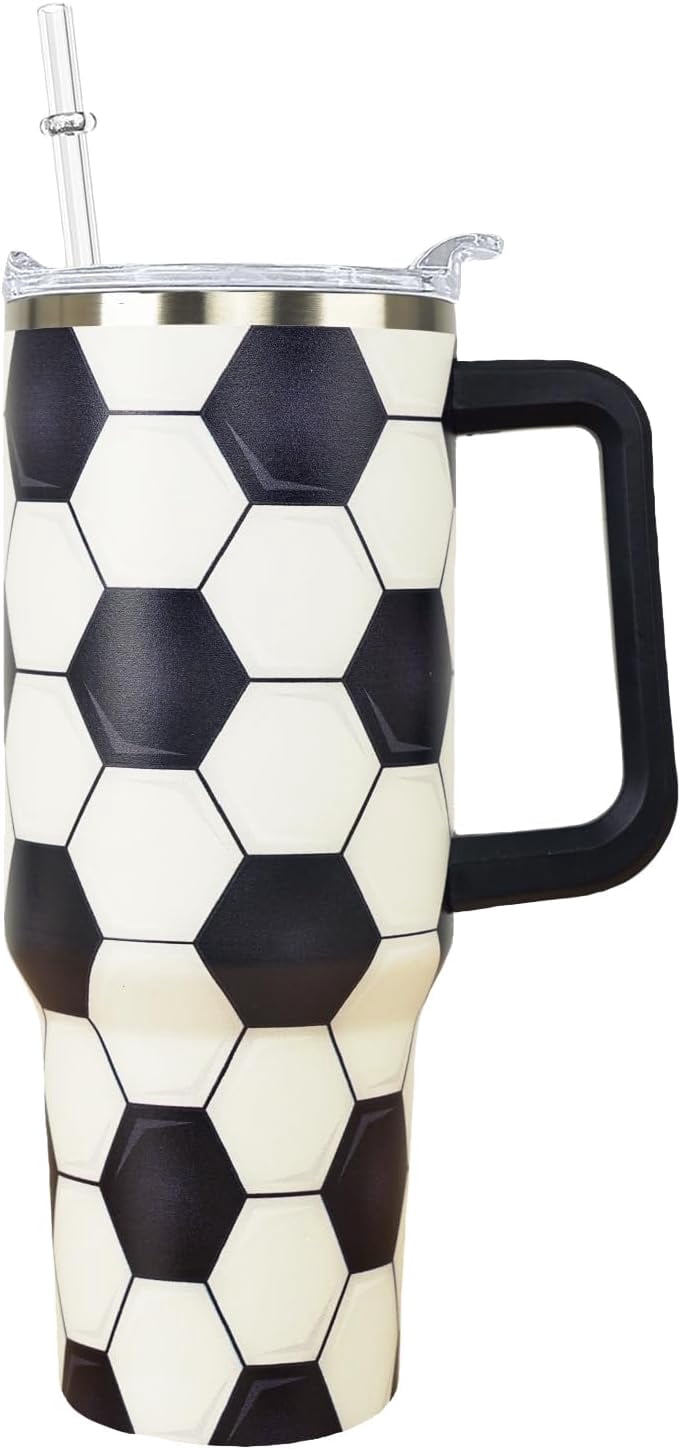 40 oz Soccer Coffee Mug Cup, Vacuum Insulated Travel Tumbler with ...