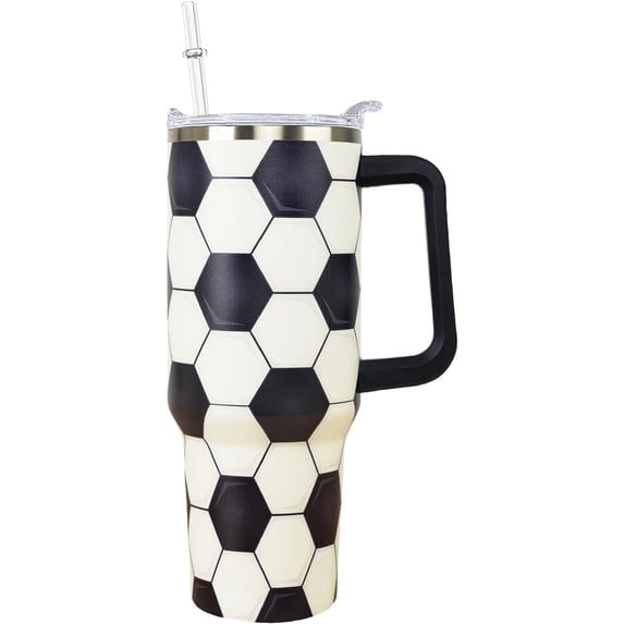 40 oz Soccer Coffee Mug Cup, Vacuum Insulated Travel Tumbler with ...