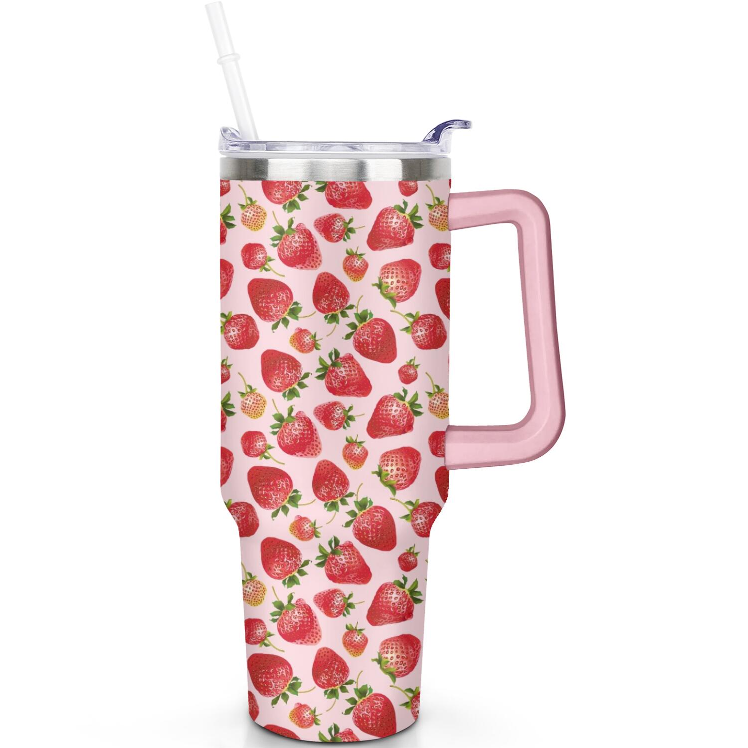 40 oz Stainless Steel Travel Tumbler Strawberry Vacuum Insulated with ...