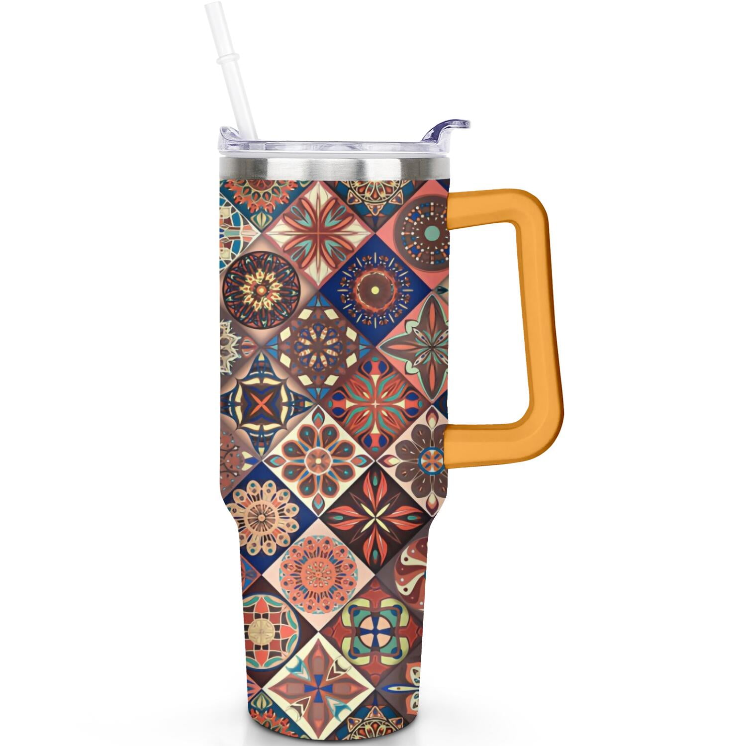 40 oz Stainless Steel Vacuum Insulated Bohemia Tumbler with Spill Proof ...