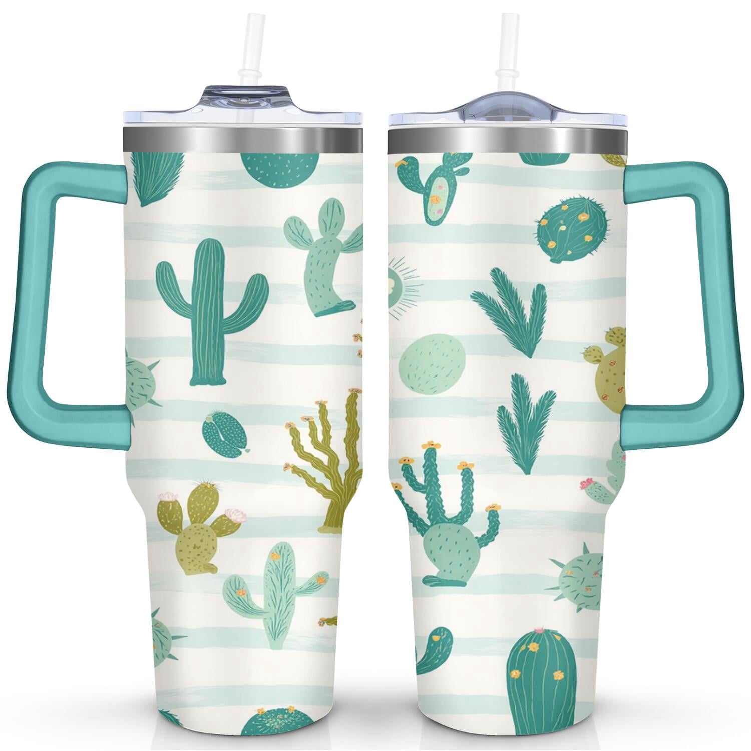 40 oz Tumbler Cactus with Handle Vacuum Insulated Travel Cup SpillProof ...