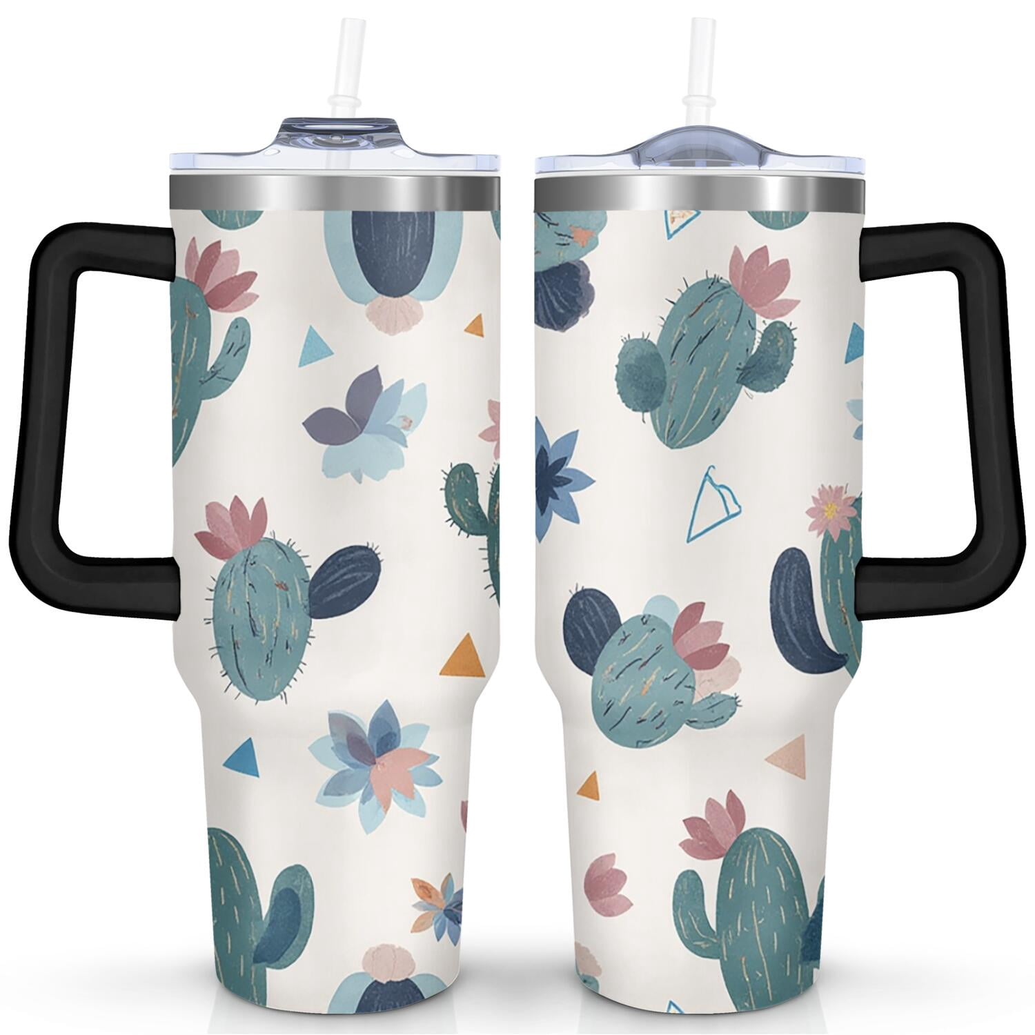 40 oz Tumbler Cactus with Handle Vacuum Insulated Travel Mug Leak ...