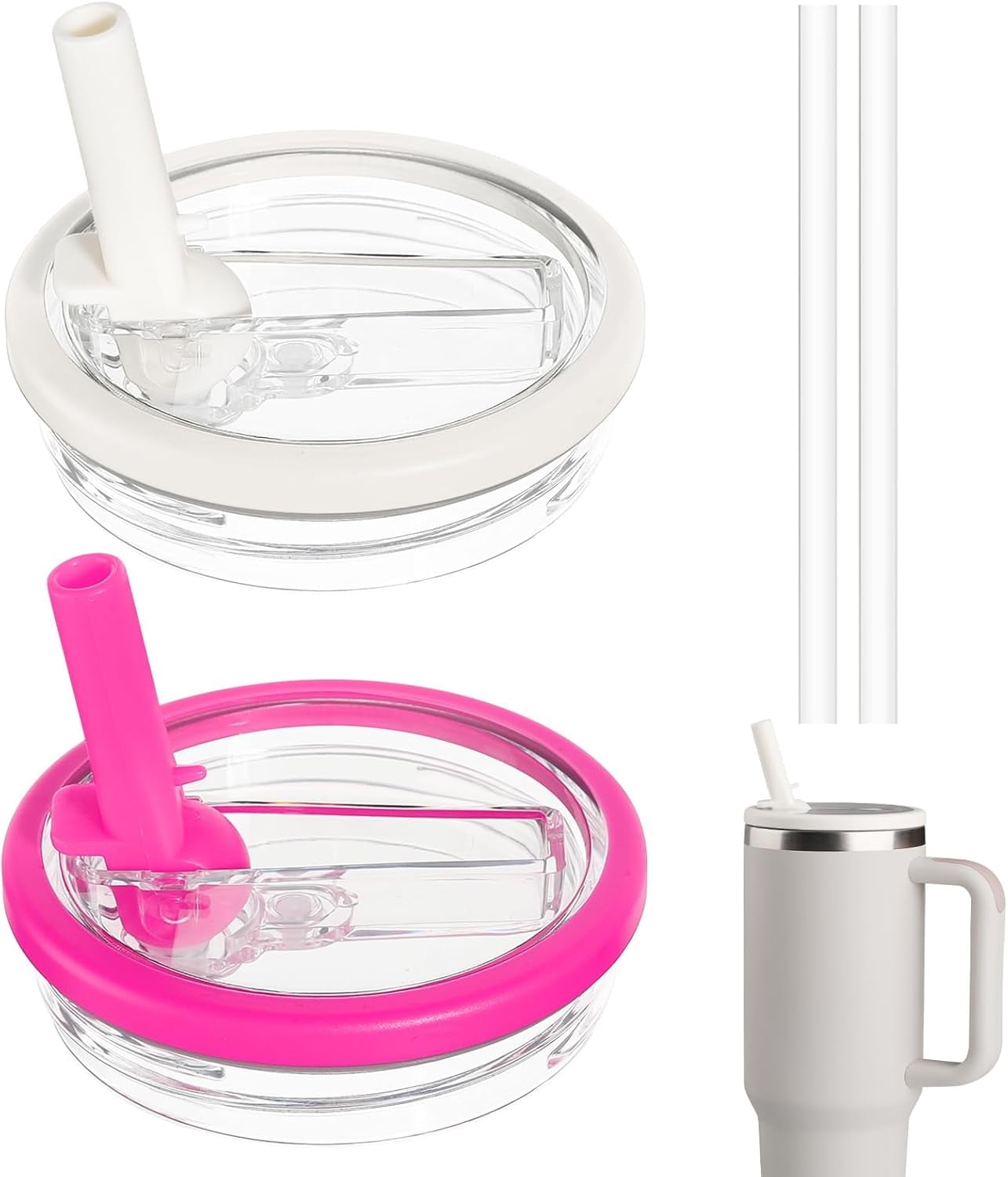 40 oz Tumbler Flip Straw Cup Lids Replacement for Stanley Quencher, 2 ...