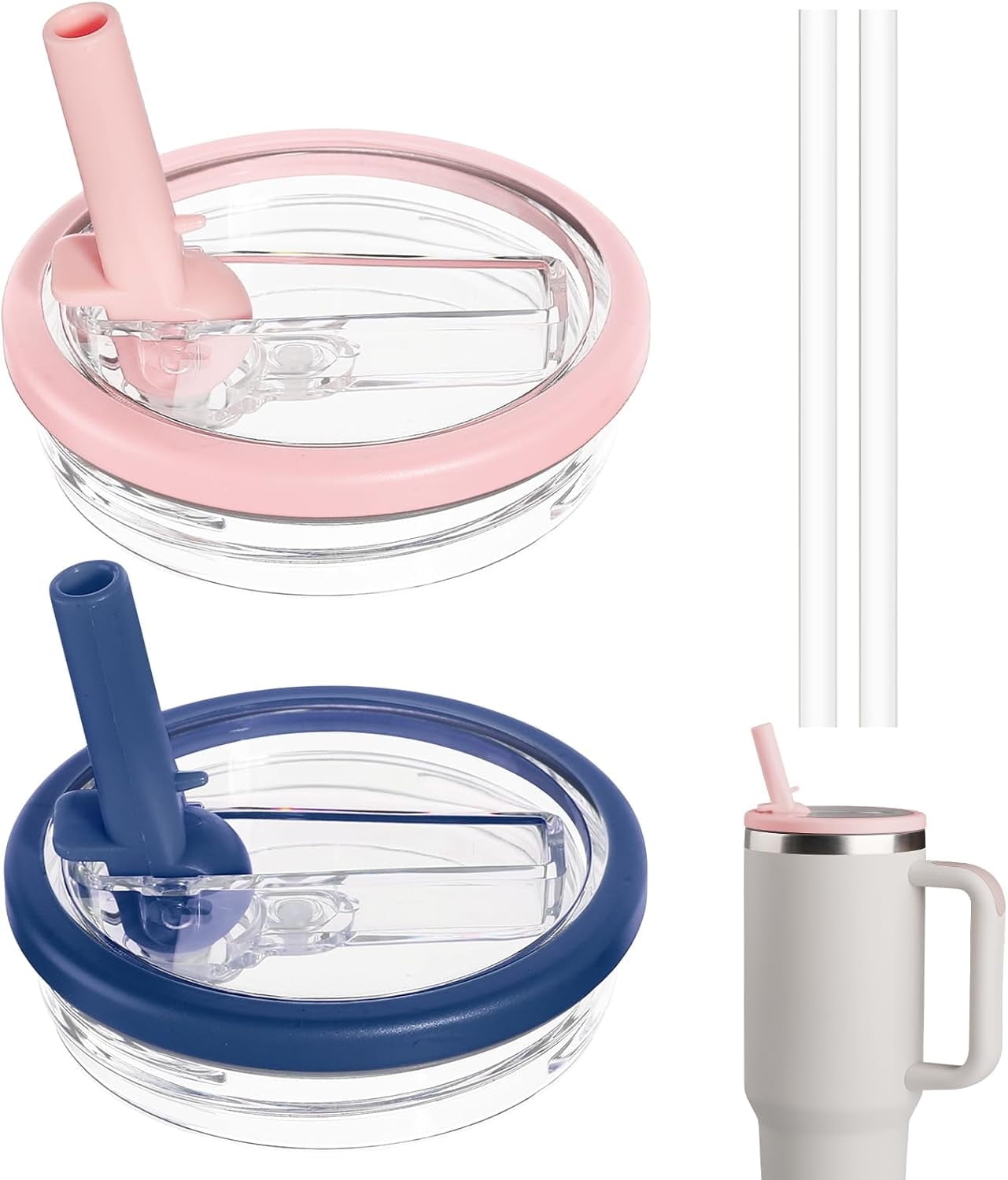 40 oz Tumbler Flip Straw Cup Lids Replacement for Stanley Quencher, 2 ...