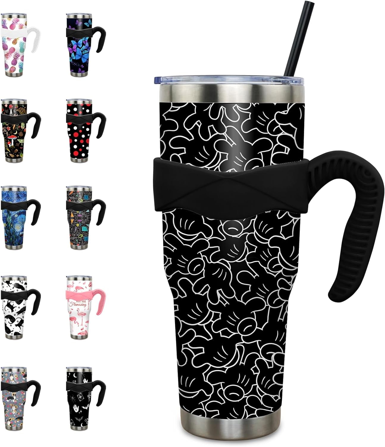 40 oz Tumbler with Handle and Straw Cute 40oz Cup Insulated Coffee ...