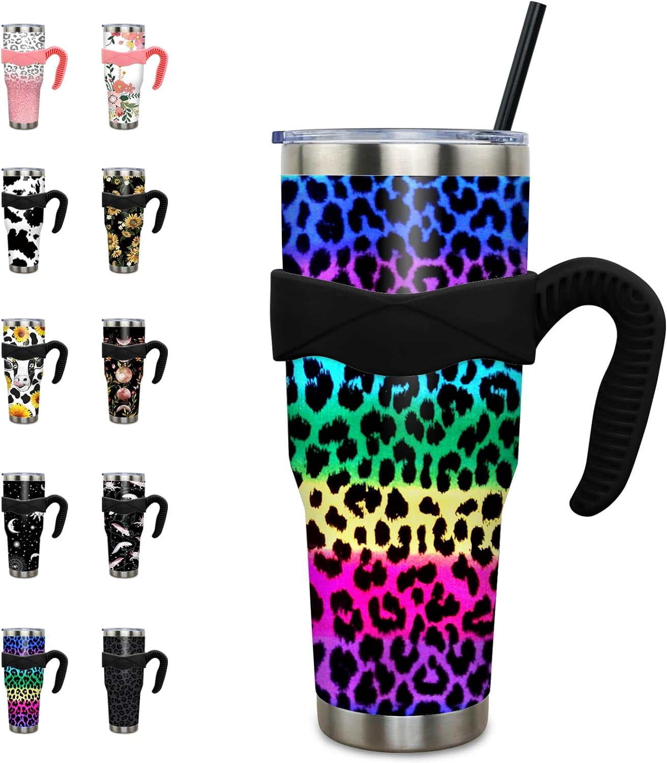 40 oz Tumbler with Handle and Straw Leak Proof 40 oz Cup Insulated ...