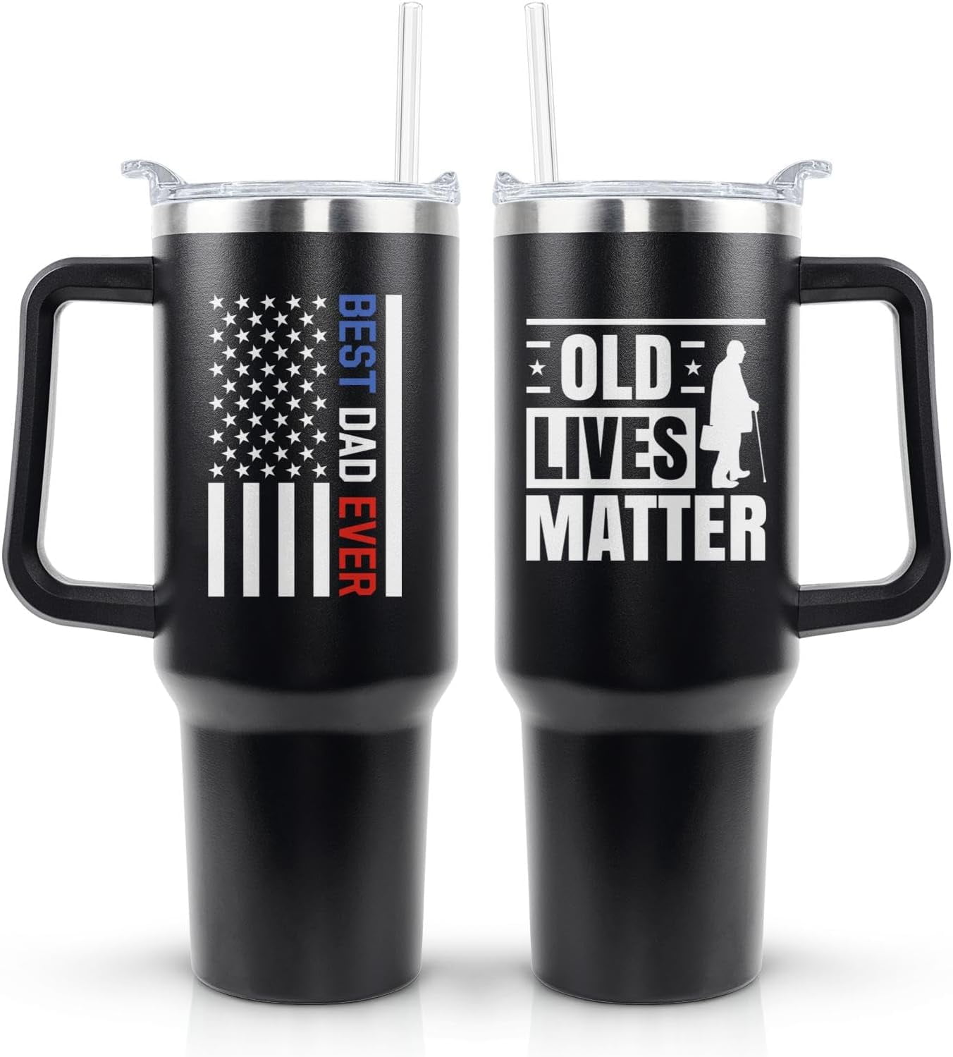 40 oz Tumbler with Handle and Straw Lid Leak Proof | Best Dad Ever ...