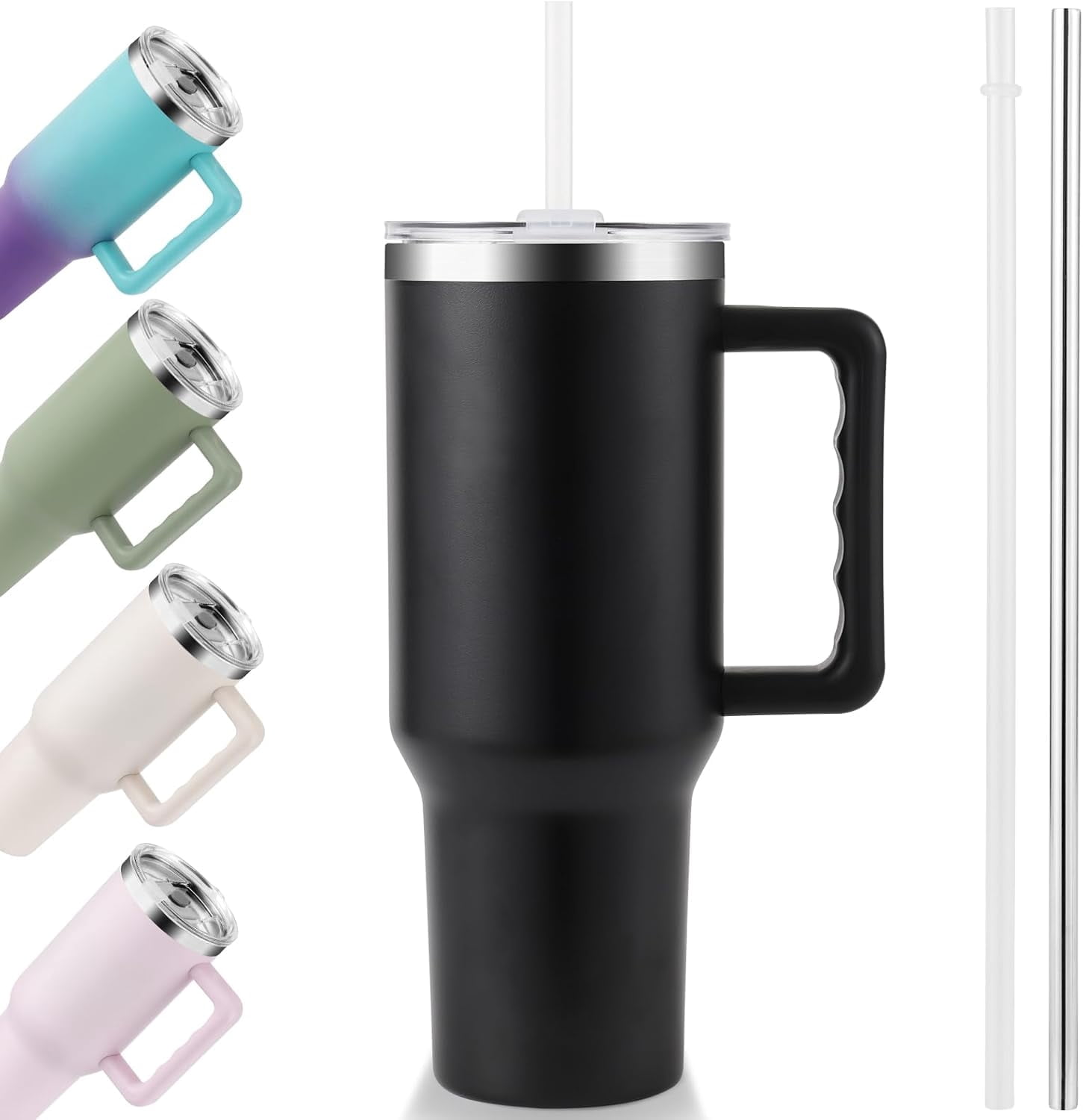 40 oz Tumbler with Handle and Straw Lid Stainless Steel Vacuum ...