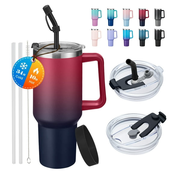 Qiweii 450ml Stainless Steel Insulated Tumbler with Straw and Handle ...