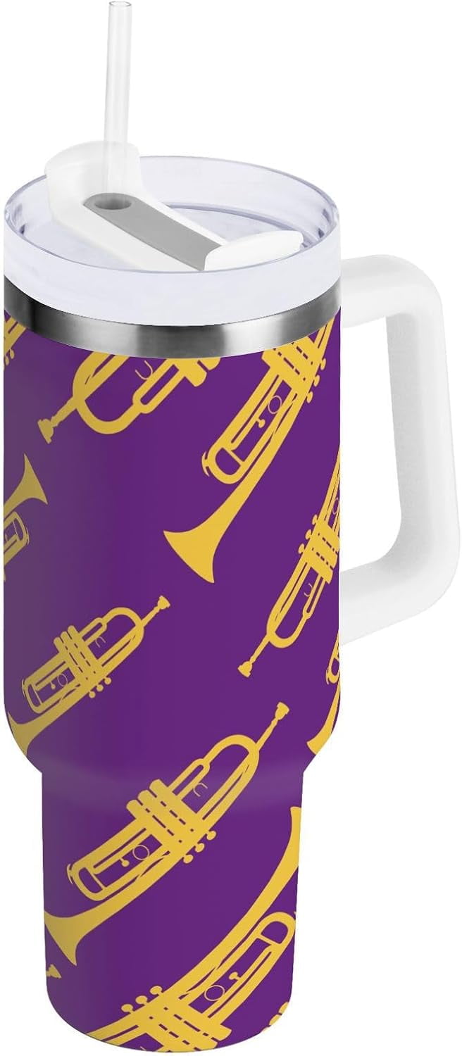 40 oz Tumbler Trumpet Music Insulated Travel Mug Stainless Steel Vacuum ...