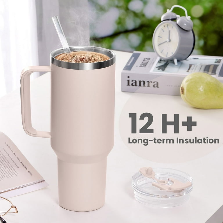 Insulated cup with straw store