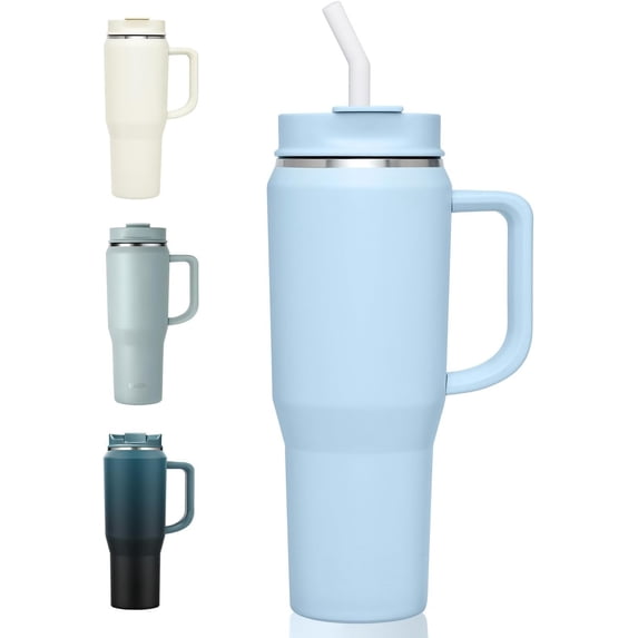 40 oz Tumbler with Handle, Insulated Tumblers with Lid and Straw, Large ...