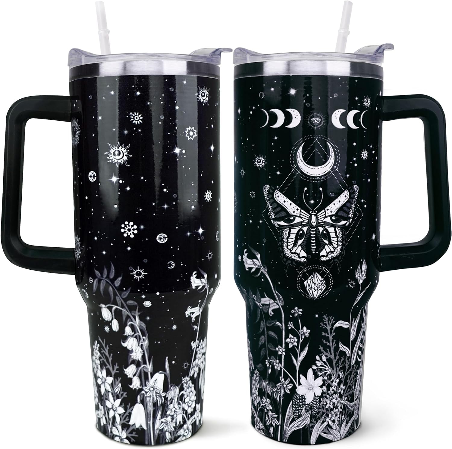 40 oz Tumbler with Handle and Straw, 40oz Goth Tumbler with Handle ...