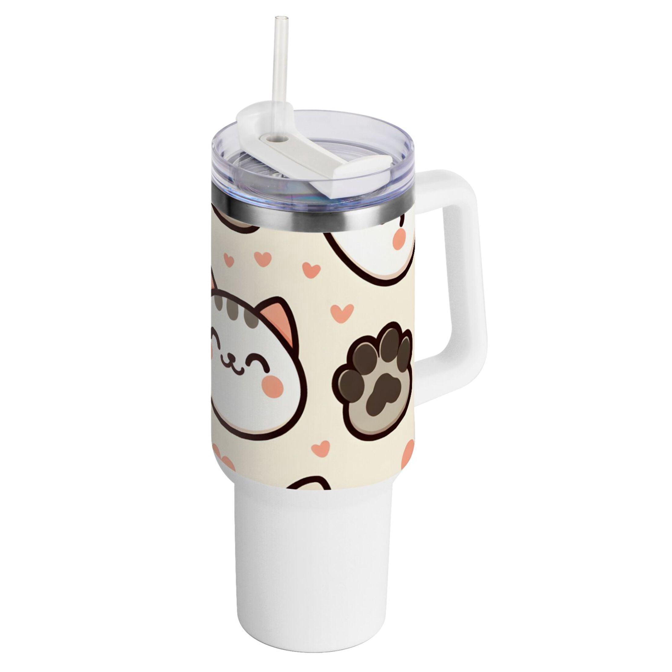 40 oz Tumbler with Handle and Straw Insulated Travel Mug Reusable ...