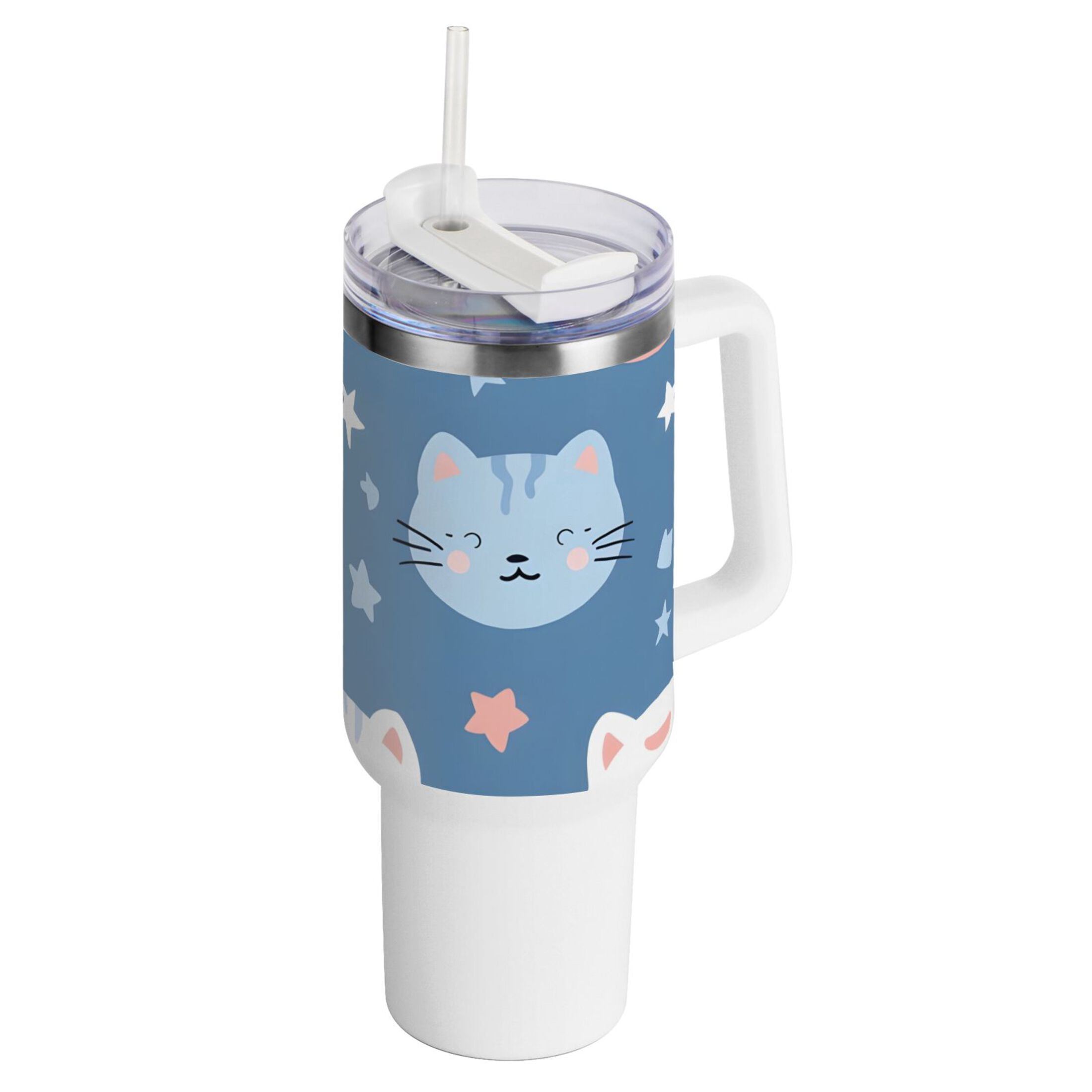 40 oz Tumbler with Handle and Straw Insulated Travel Mug Reusable ...