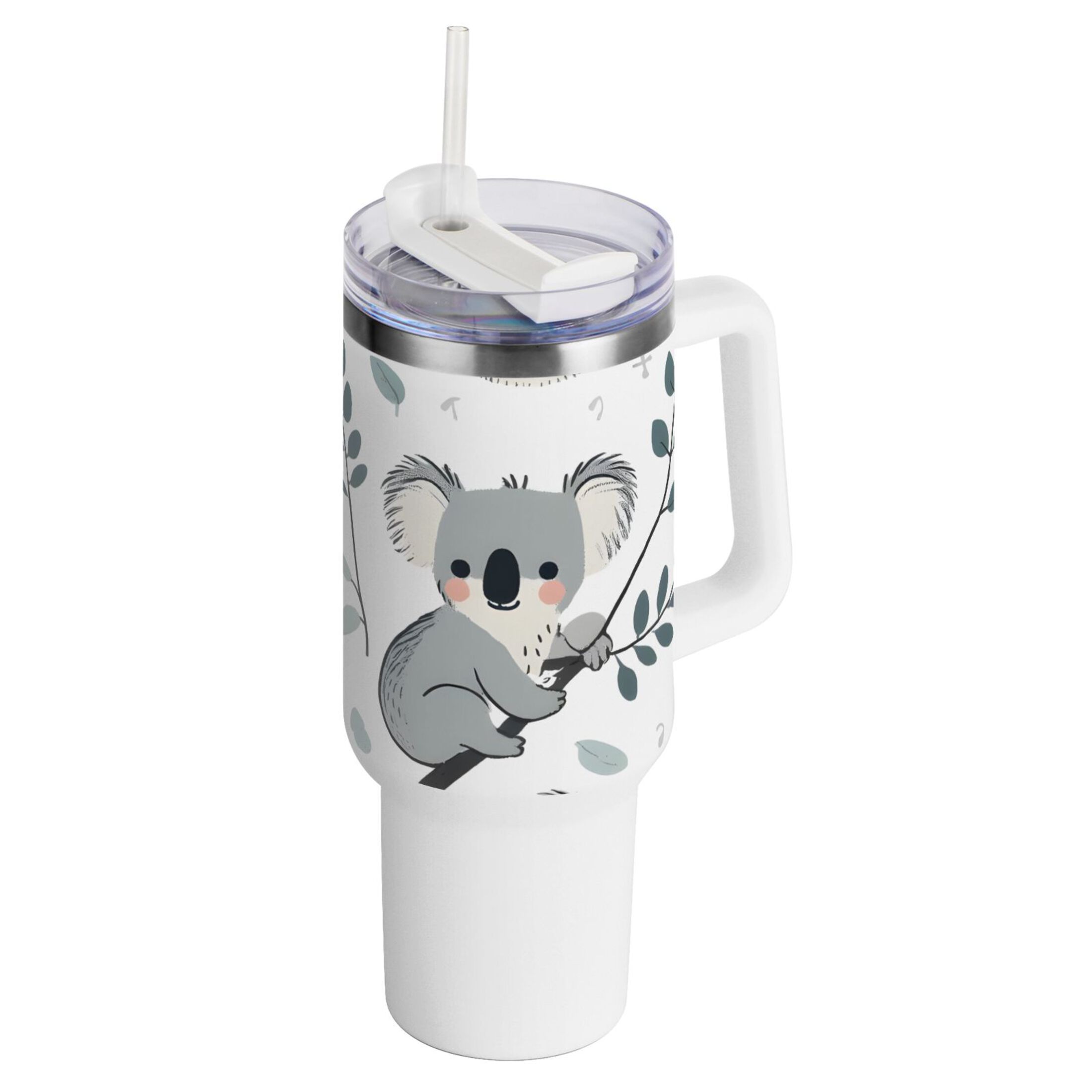 40 oz Tumbler with Handle and Straw Insulated Travel Mug Reusable Stainless Steel Water Bottle ...