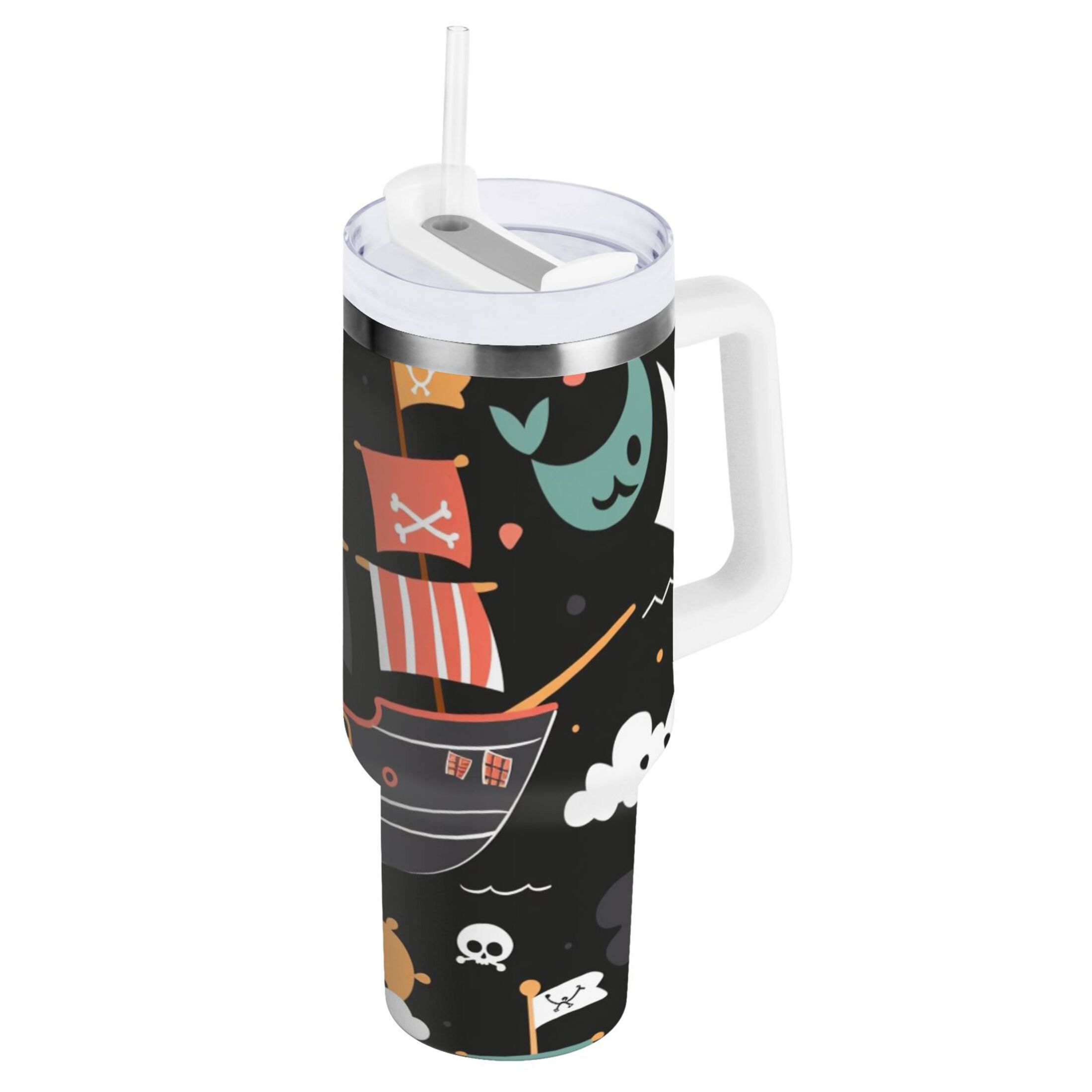 40 oz Tumbler with Handle and Straw Lid Cute Corsair Cloud Pirate ...