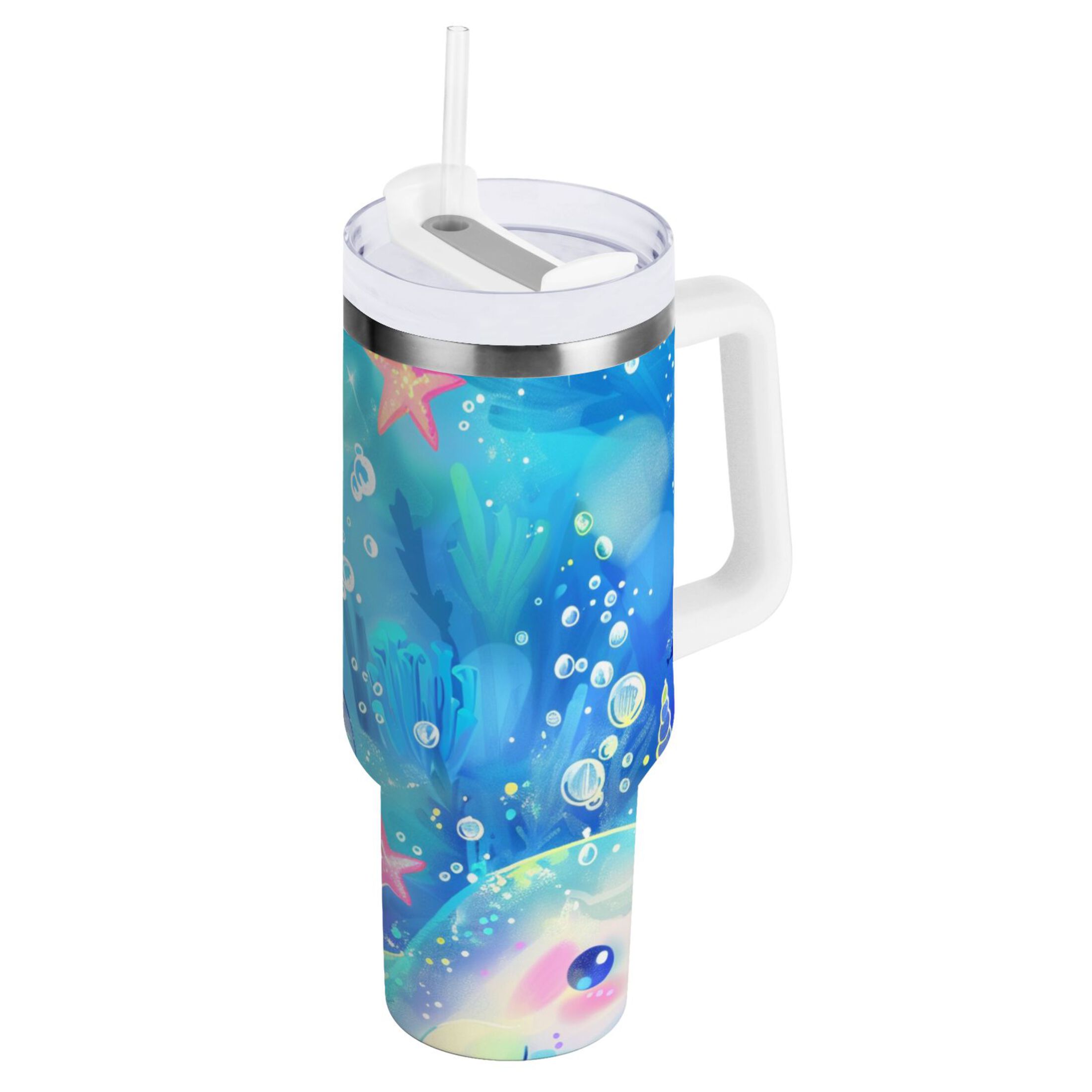 40 oz Tumbler with Handle and Straw Lid Dreamy Cute Whale Vacuum ...