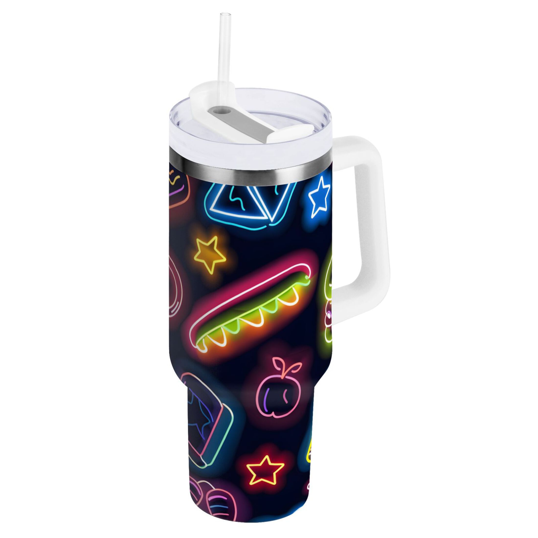 40 oz Tumbler with Handle and Straw Lid Vacuum Insulated Cup Leak-Proof ...