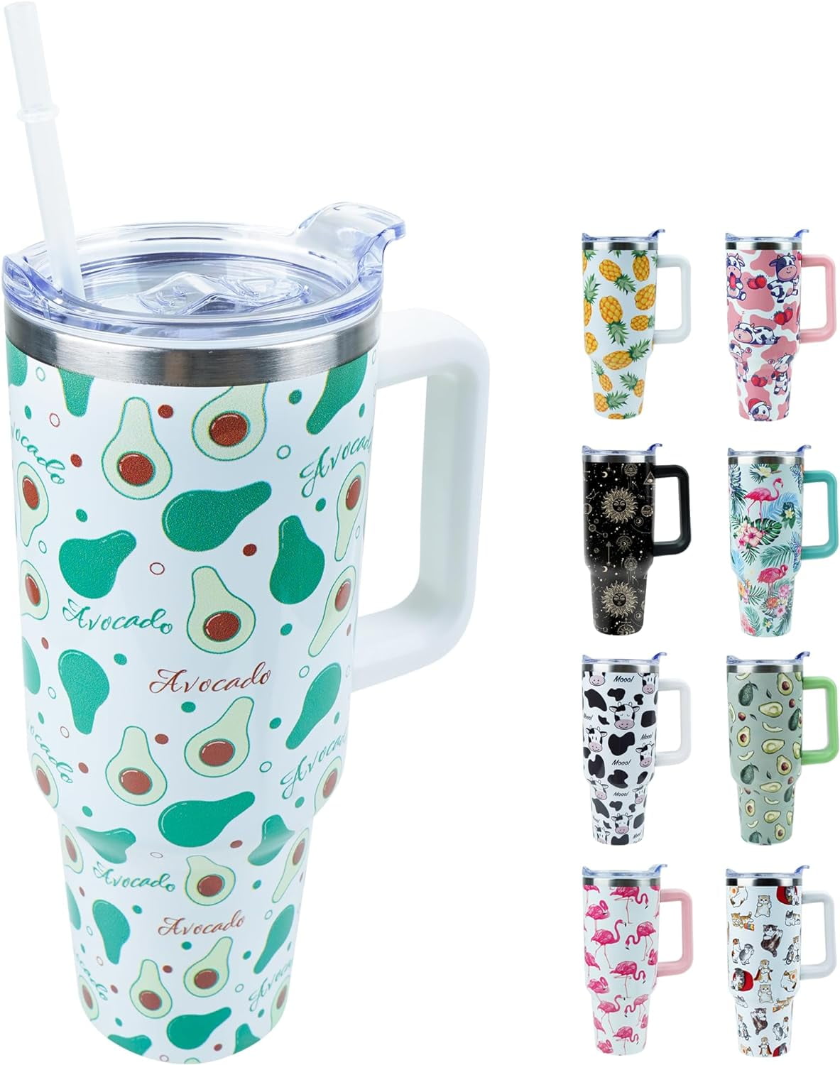 40 oz Tumbler with Handle and Straw, Stainless Steel Insulated Cup with ...