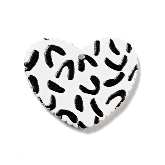 40 pc Printed Acrylic Pendants Heart with Leopard Print Pattern Black ...