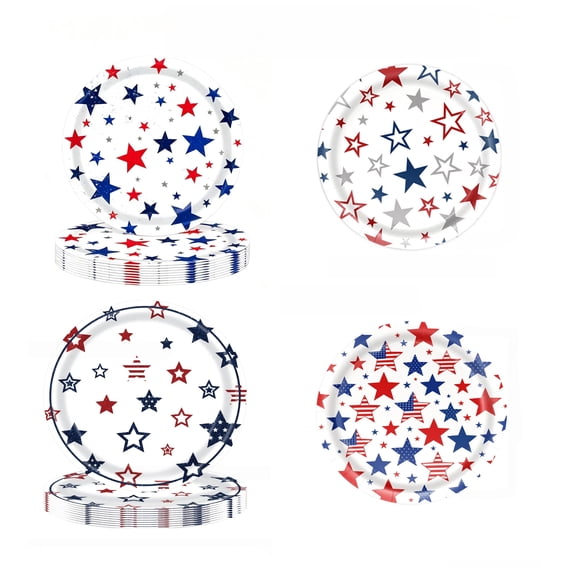 40 pcs 4th of July Paper Plates, Patriotic Dessert Plates Disposable ...