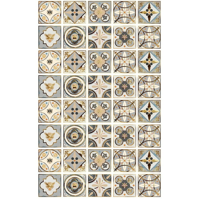 40 pcs Adhesive Tile Decals Square Wall Tile Decals for Home Dorm ...