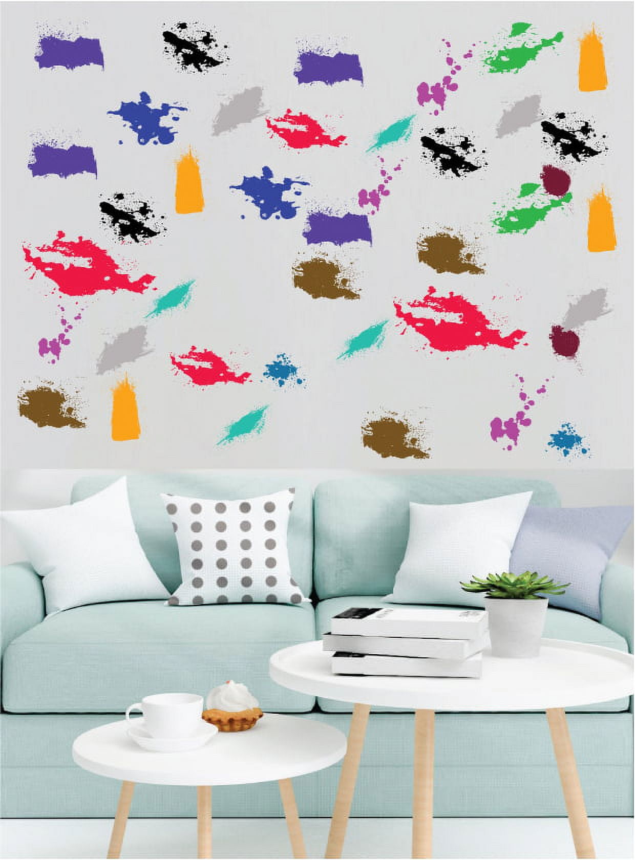 40 pcs Multicolor Paint Wall Decal Splatter and Splotches Wall Sticker ...