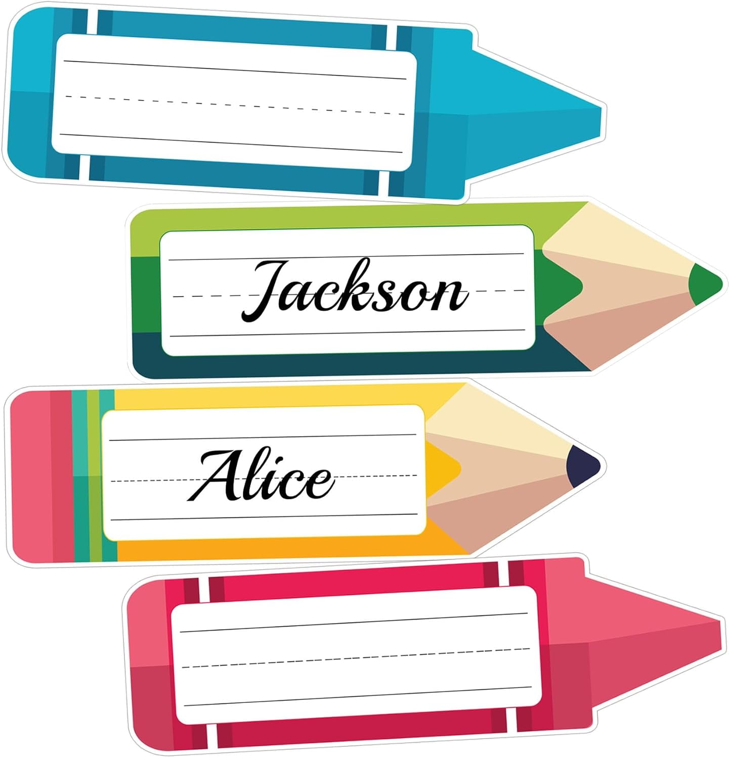 40 pcs Name Tags for Classroom Desks Back to School Pencils Name Plates ...