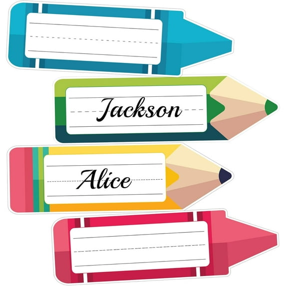 40 pcs Name Tags for Classroom Desks Back to School Pencils Name Plates ...
