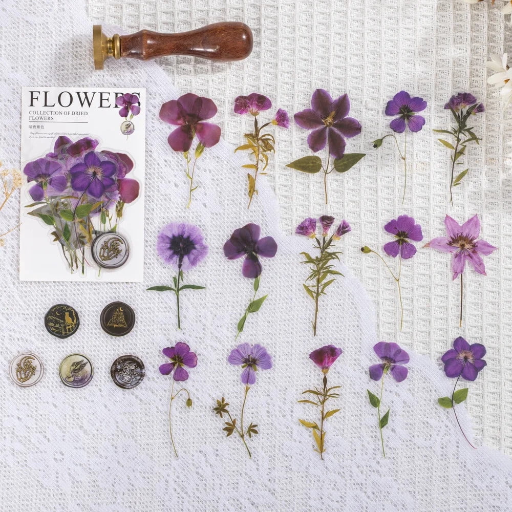 40 pcs/pack Vintage Dried flower Leaf specimen Stickers aesthetic ...