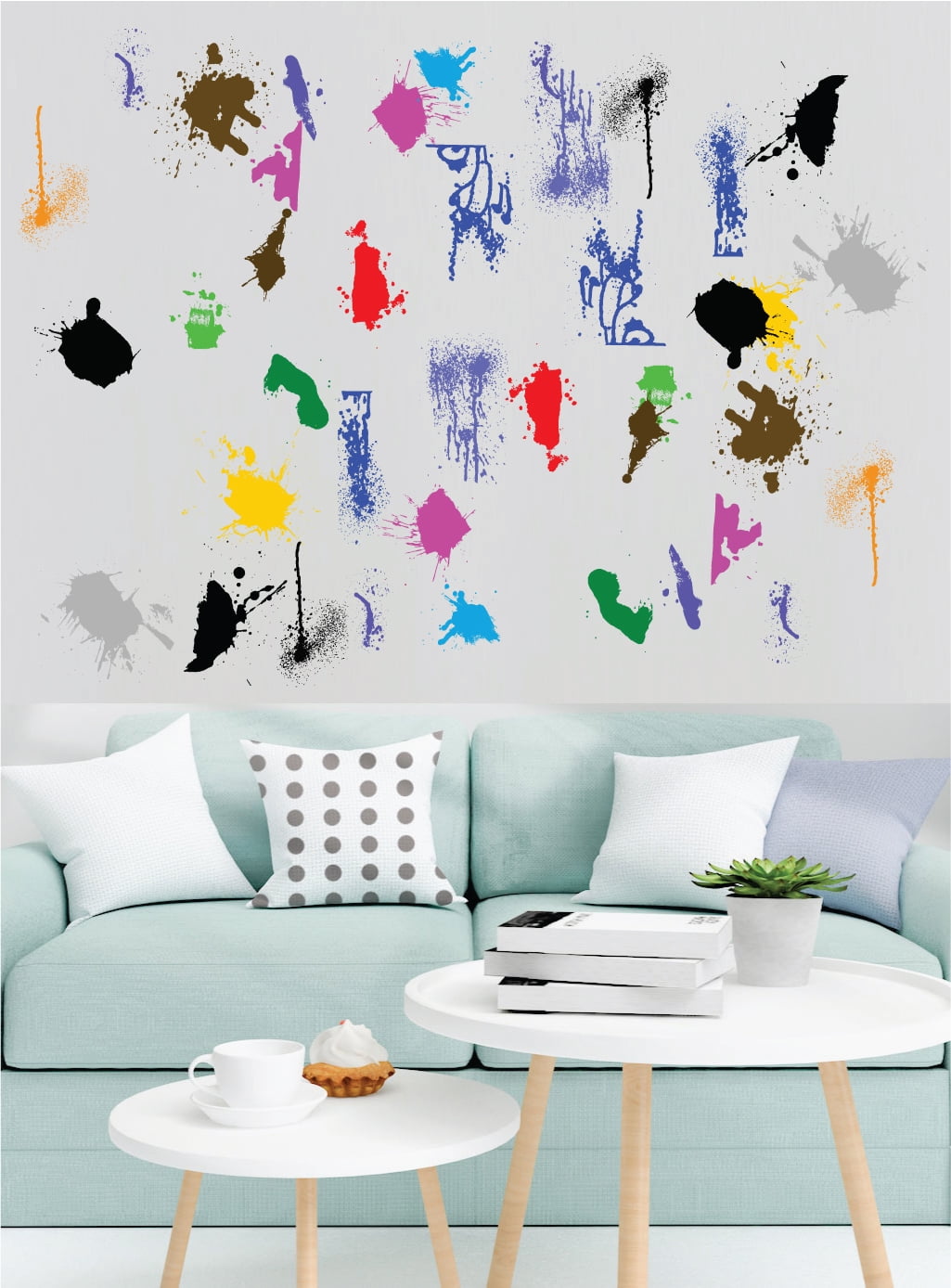 40 pcs sty2 Multicolor Paint Wall Decal Splatter and Splotches Wall ...