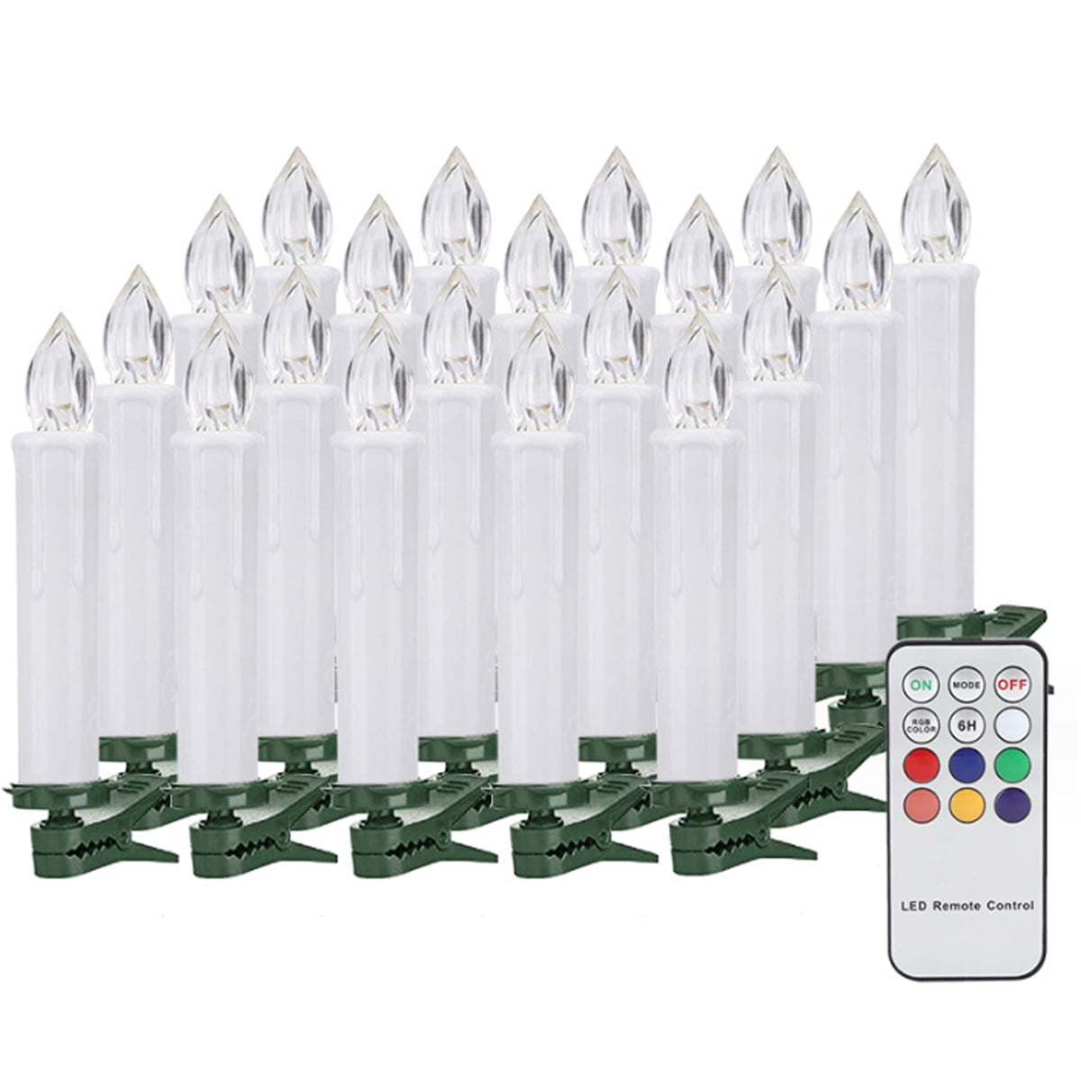 40 pieces LED Christmas candles with remote control RGB candles light ...