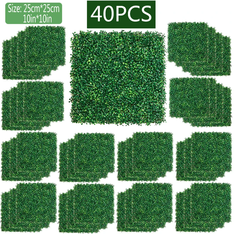 40 pieces of artificial plant grass wall panels: decorated with boxwood ...