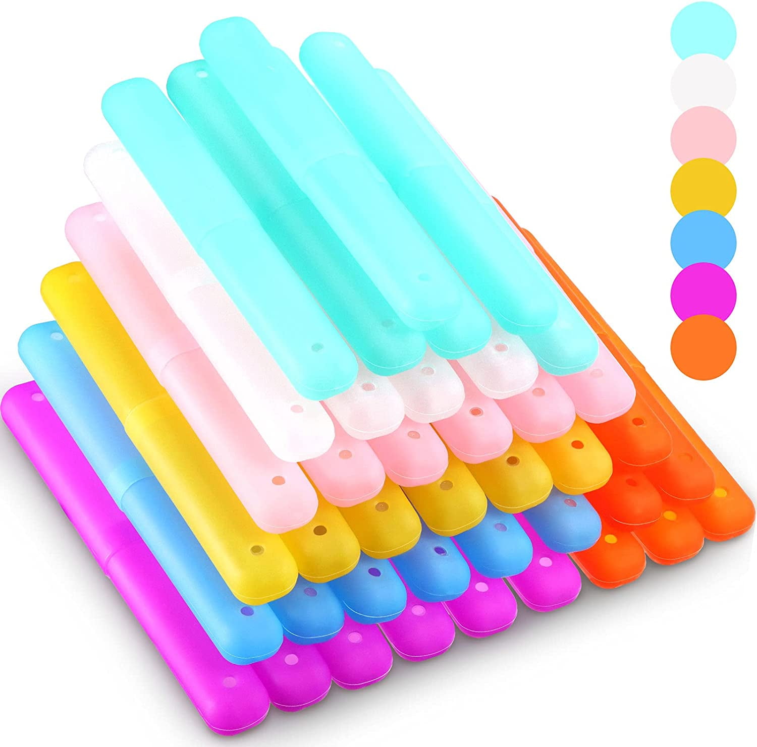 40 Pieces Travel Toothbrush Holder Case Portable Plastic Pencil Case ...