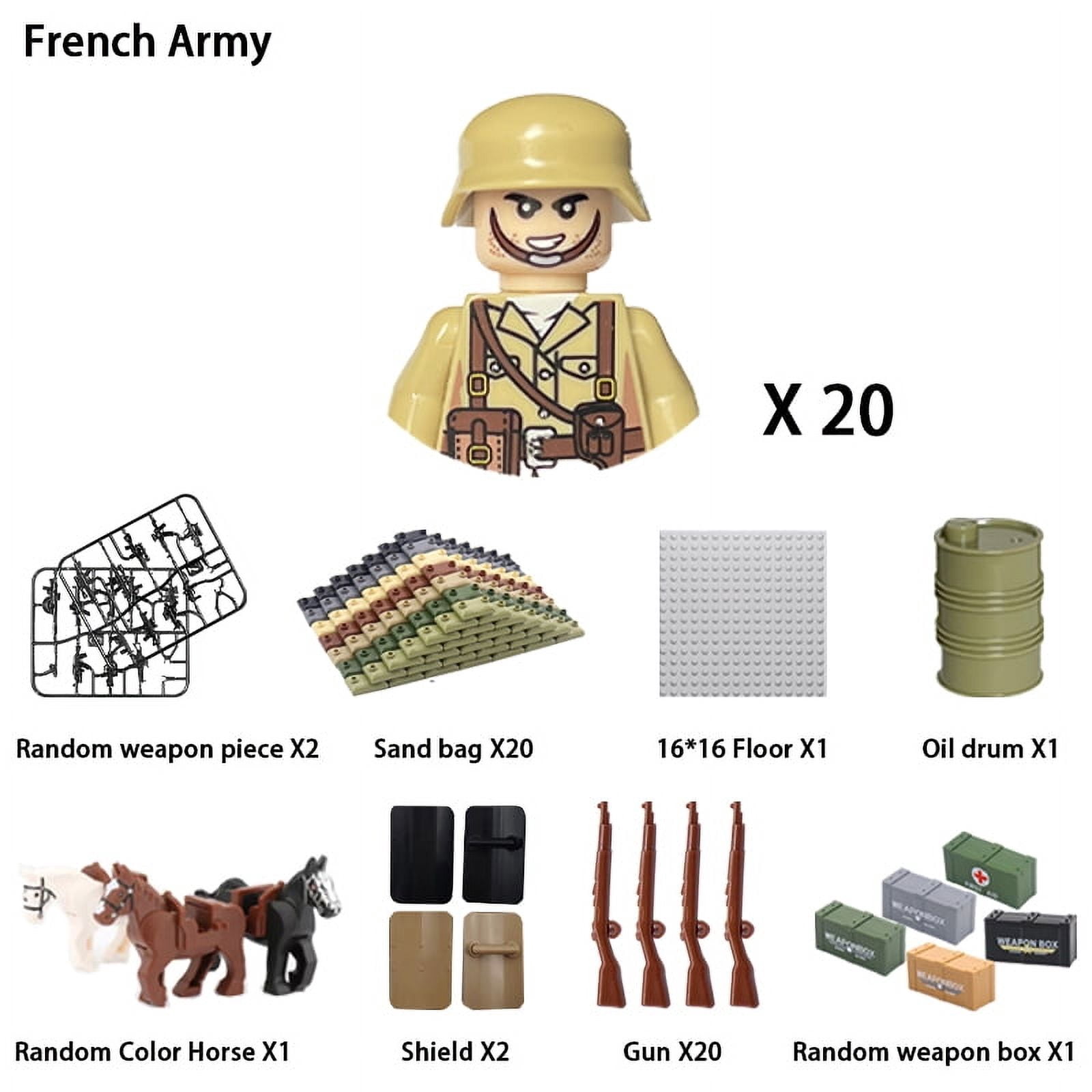 40/set World War II military building blocks National army soldier ...