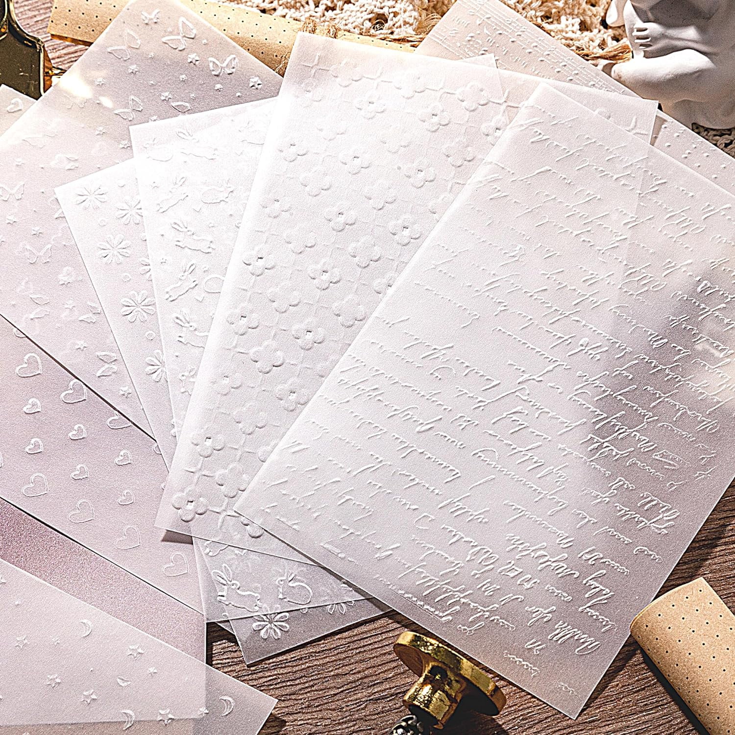 40 sheets Scrapbook Paper Embossing Translucent Vellum Paper Craft ...
