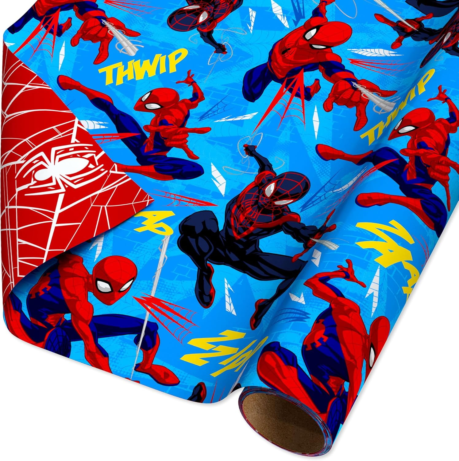 40 sq. ft. Reversible Spiderman Wrapping Paper for All Occasions (1 ...