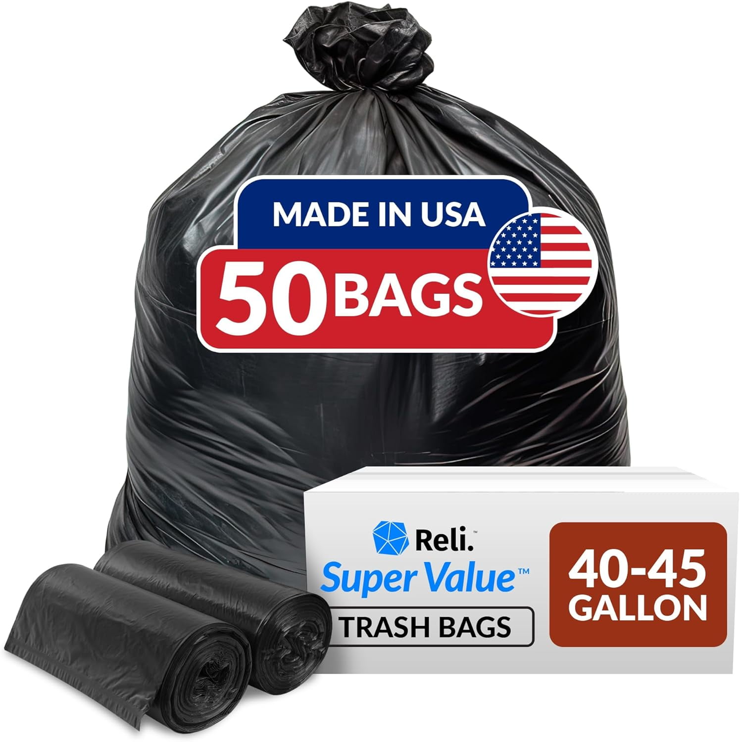 40 to 45 Trash Bags Heavy Duty | 50 Trash Bags | Super Sizeable for ...