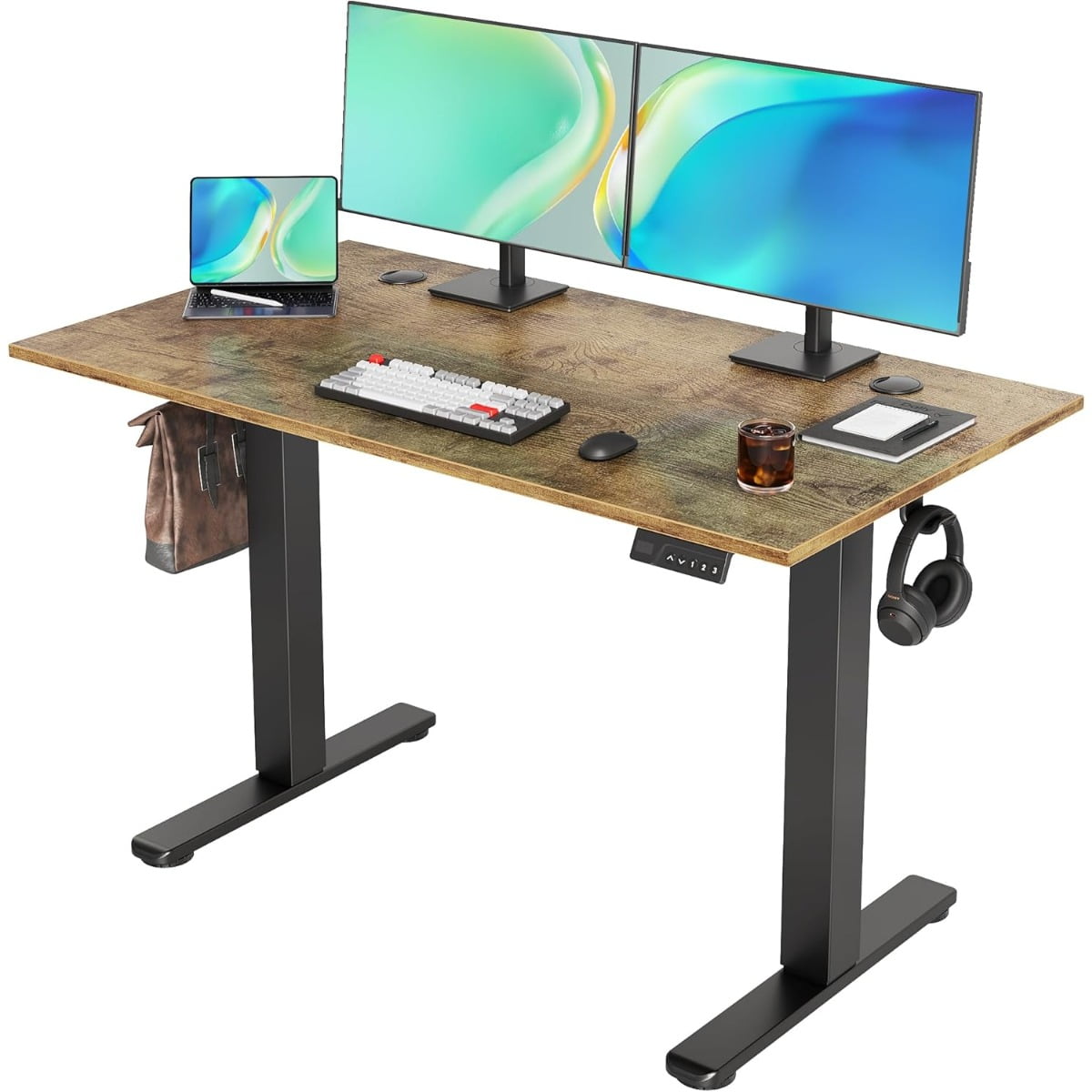 40 x 24 Inch Electric Standing Desk with T-Shaped Frame 3 Memory ...
