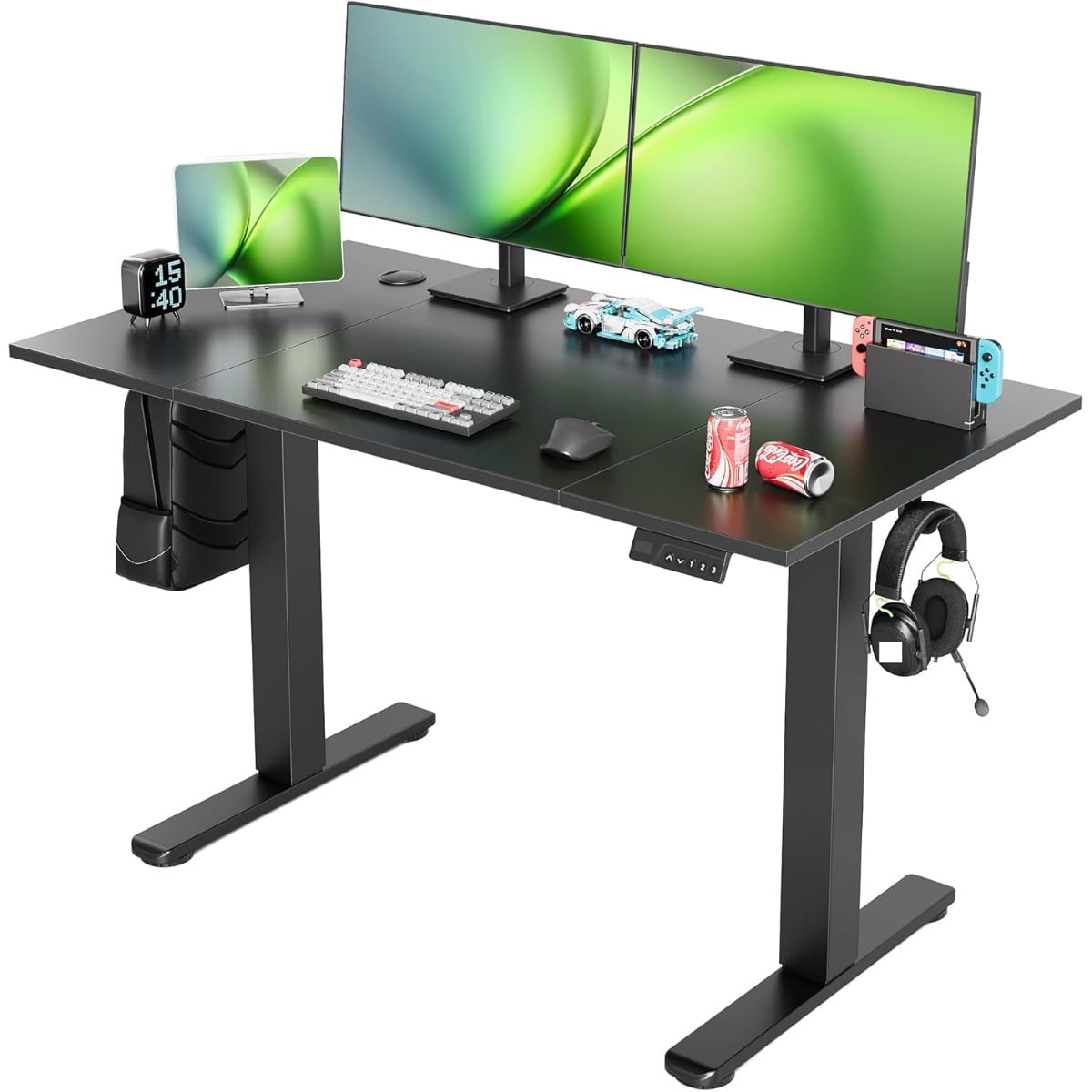 40 x 24 Inch Electric Standing Desk with T-Shaped Frame 3 Memory ...