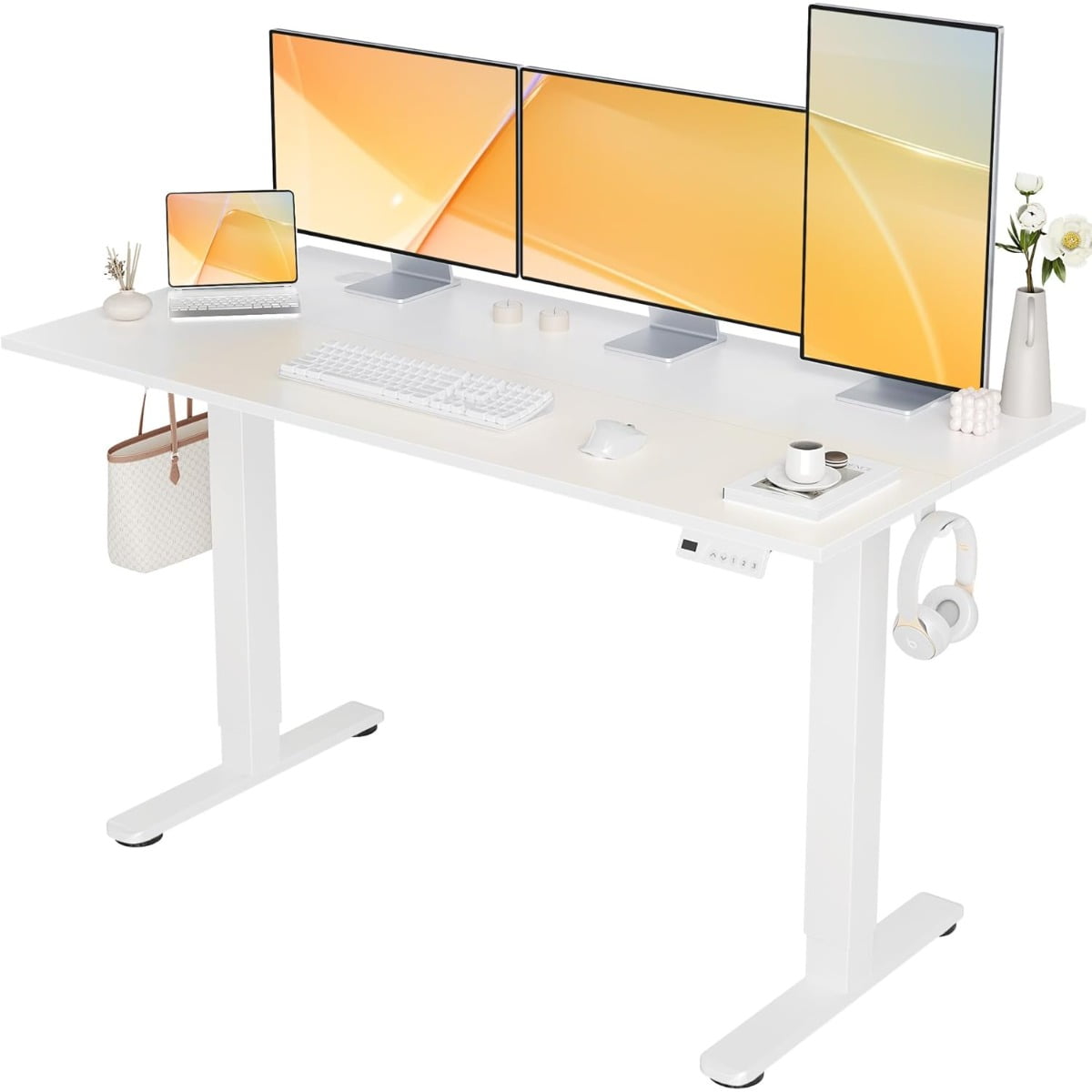40 x 24 Inch Electric Standing Desk with T-Shaped Frame 3 Memory ...