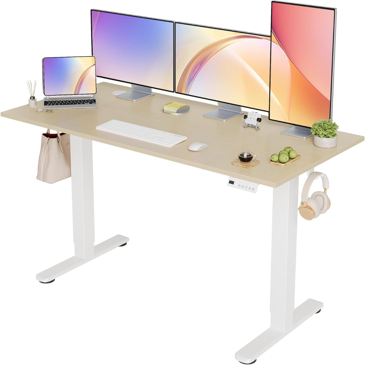 40 x 24 Inch Electric Standing Desk with T-Shaped Frame 3 Memory ...