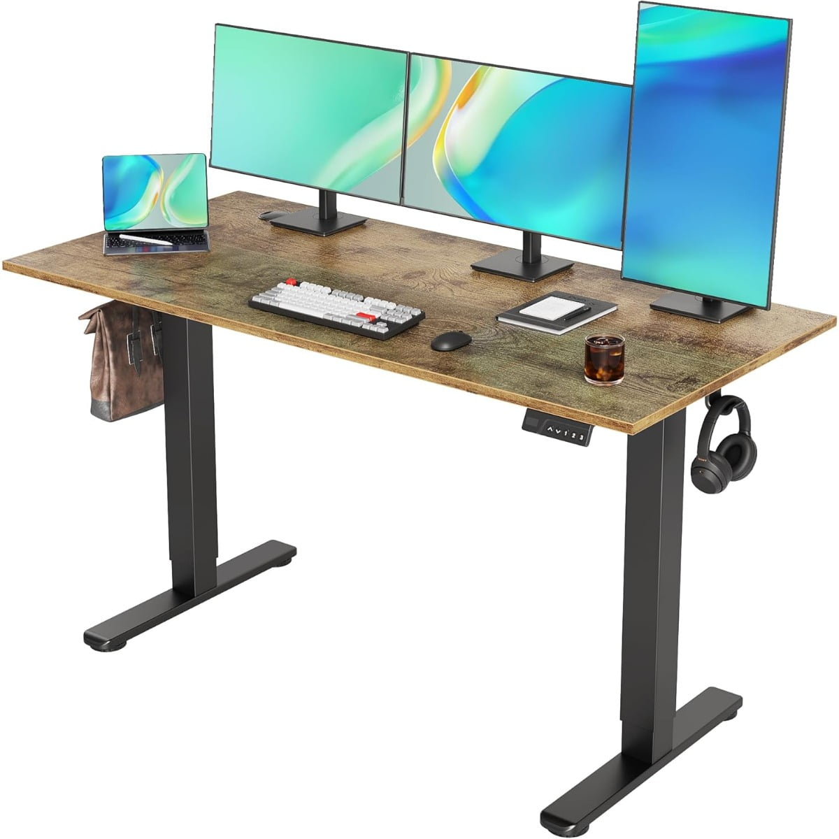 40 x 24 Inch Electric Standing Desk with T-Shaped Frame 3 Memory ...