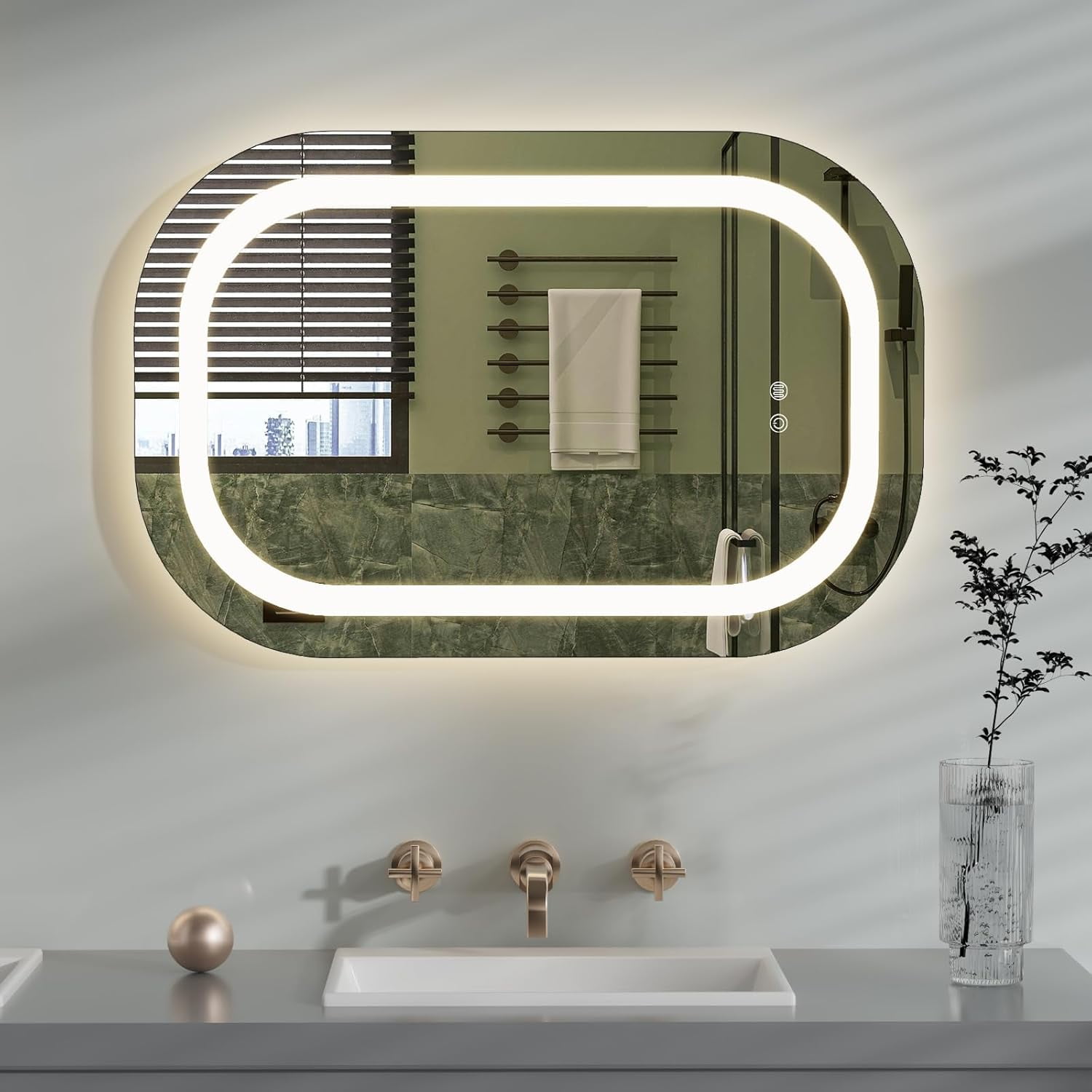 40 x 24 LED Bathroom Mirror with Lights Lighted Bathroom Mirrors 3 ...