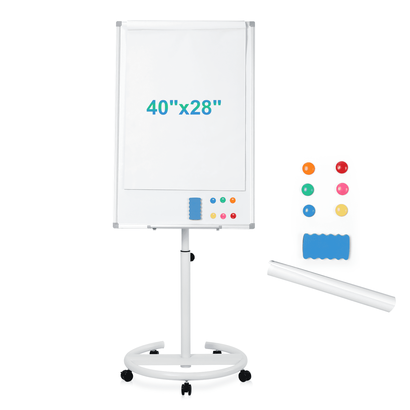 40 x 28 inches Mobile Whiteboard, Magnetic Dry Erase Board, Rolling ...