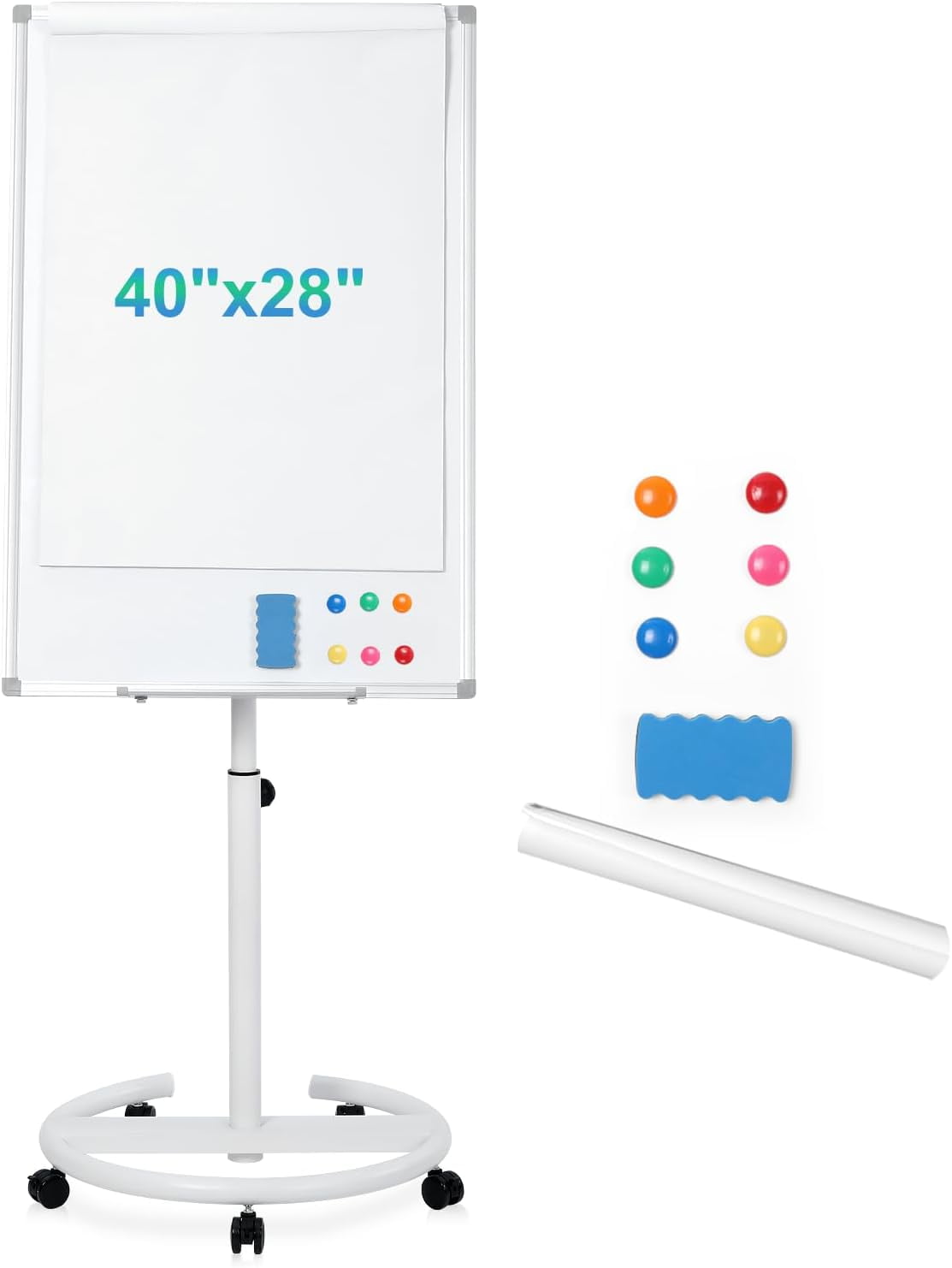 40 x 28 inches Mobile Whiteboard, Magnetic Dry Erase Board, Rolling ...