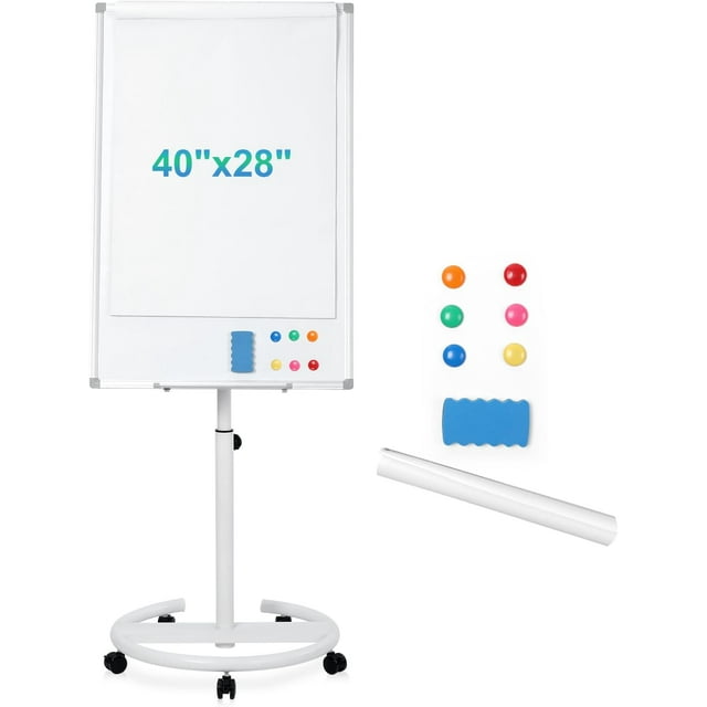 40 x 28 inches Mobile Whiteboard, Magnetic Dry Erase Board, Rolling ...